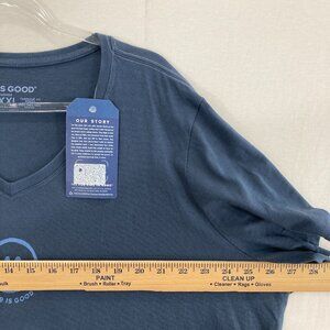 Life Is Good | Tops | New Life Is Good Top Size Xxxl Blue Vneck Smiley ...